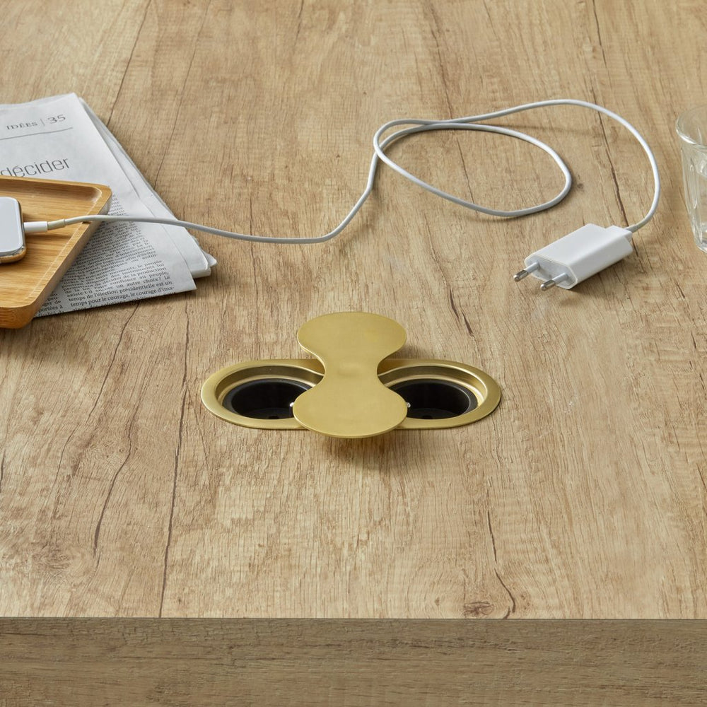Prise encastrable plan de travail EIGHT Laiton mat (033OR) | MSA
